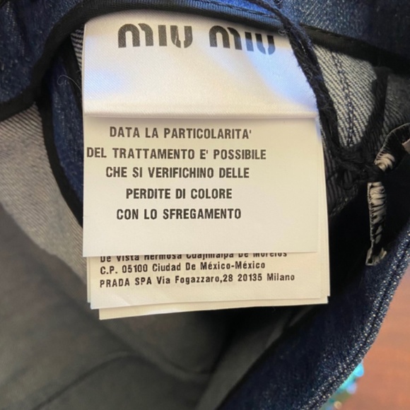 Miu Miu | Skirts | Miu Miu Sequin Embroidered Denim Skirt In Blue ...